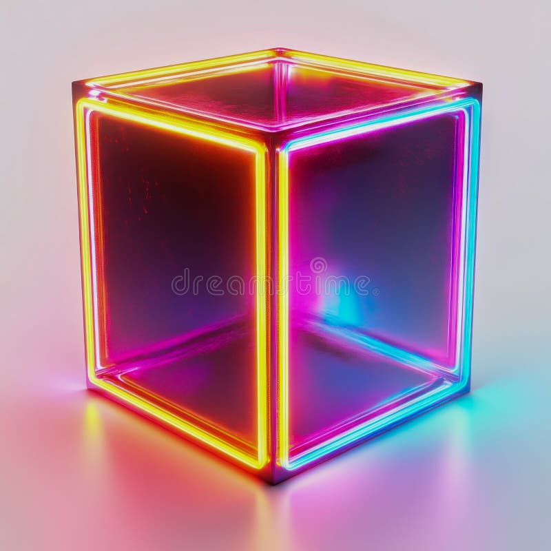 Vibrant Neon Grid Colorful Cube with Dynamic Light Effects for Modern ...