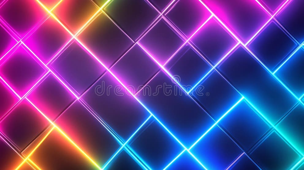 Vibrant Neon Grid Pattern Bright Colorful Neon Lines Intersect in a ...