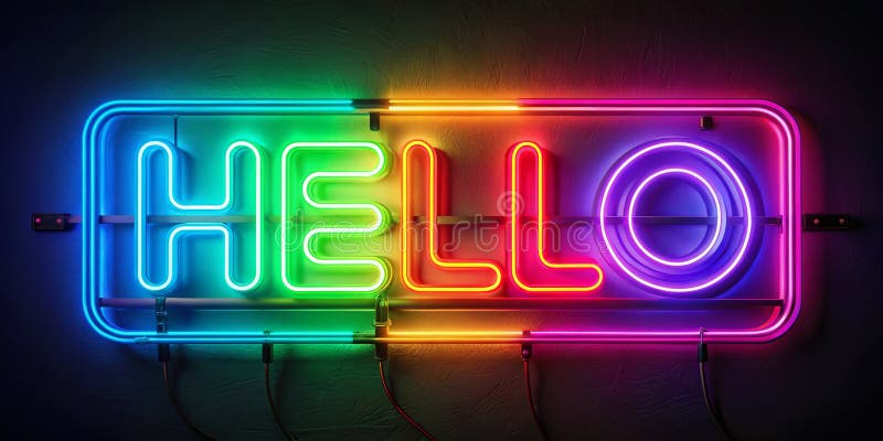 Vibrant Neon Hello Sign Clipart: Modern, Customizable Design Element ...