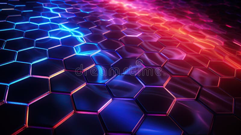 Vibrant Neon Hexagon Tiles Gradient Background. Generative AI Stock ...