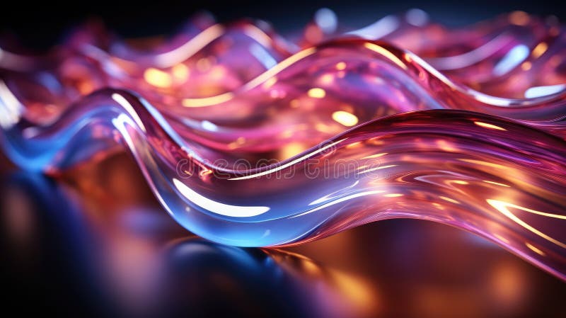 Vibrant Neon Holographic Twisted Wave in Motion Generative AI Stock ...