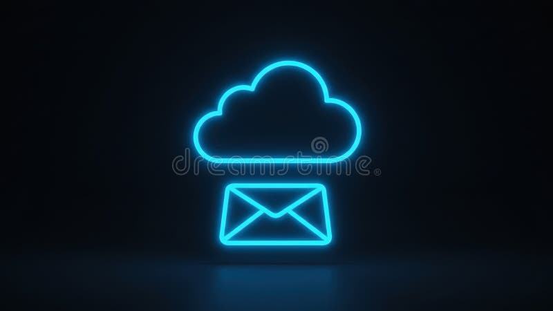 Cloud Email Neon Icon stock illustration. Illustration of technology ...
