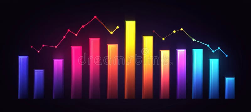 Vibrant Neon Infographic Vertical Bar Graph with Multicolored Gradient ...