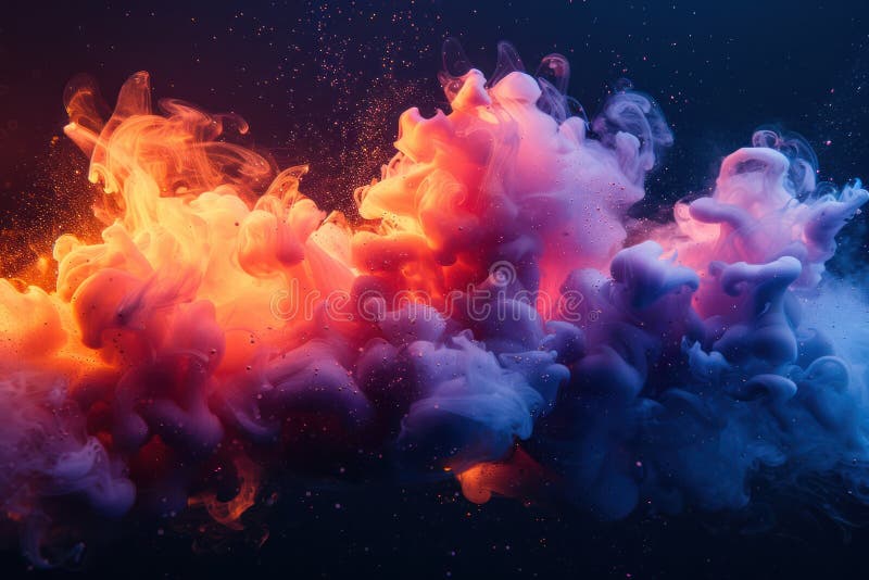 Vibrant Neon Ink Explosion on Dark Background Stock Illustration ...