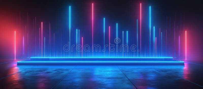 Vibrant Neon Light Display in Dark Room Stock Image - Image of visual ...