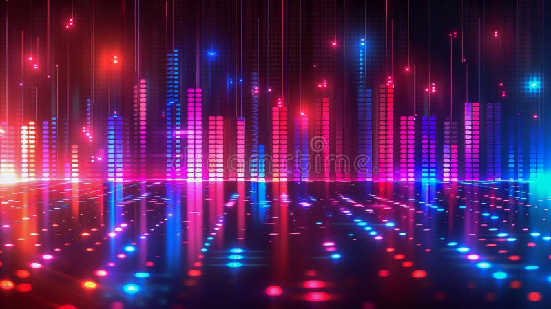 Vibrant Neon Light Display with Digital Equalizer Stock Illustration ...