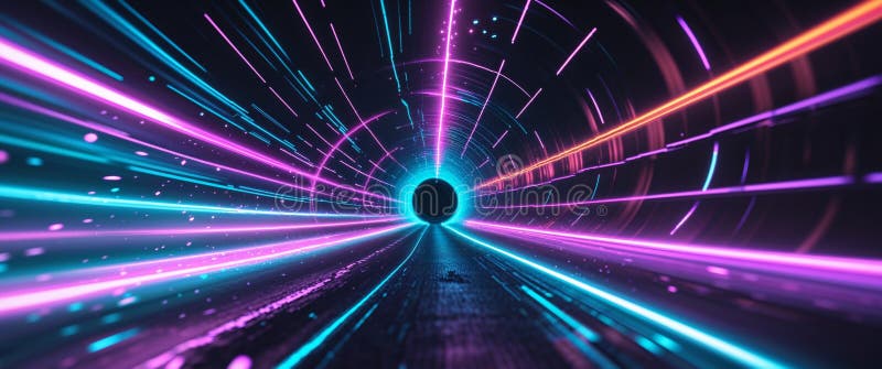 Vibrant Neon Light Rays Background Glowing Blue and Purple Lines in ...