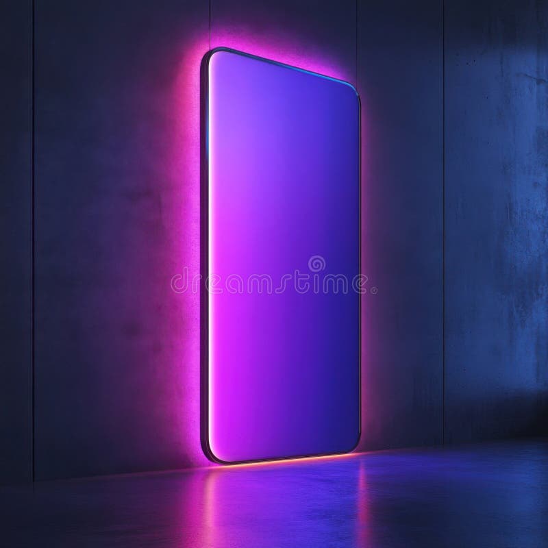 Vibrant Neon Light Reflection on Wall Surface Stock Photo - Image of ...