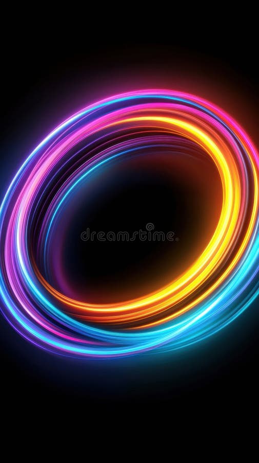 Vibrant Neon Light Rings Create a Mesmerizing, Futuristic Visual Effect ...