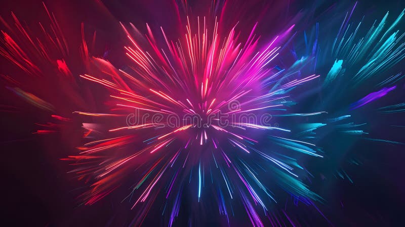 Vibrant Neon Light Streaks Explode Outward in a Dynamic, Colorful Burst ...