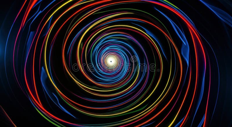 Vibrant Neon Light Swirl Tunnel Creating a Hypnotic Vortex of Colorful Abstract Patterns Stock ...
