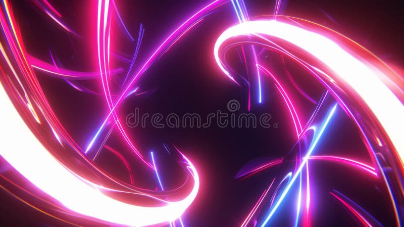 Vibrant Neon Light Trails Against Dark Background. Stock Photo - Image ...