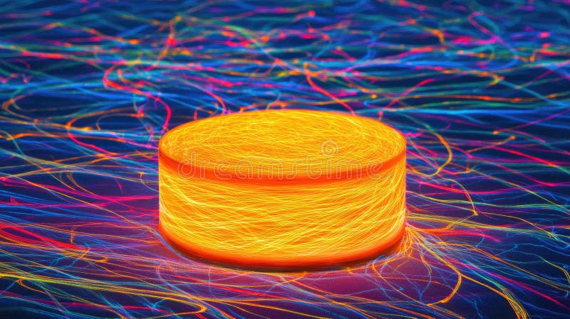 Vibrant Neon Light Trails Surrounding a Glowing Cylindrical Object ...