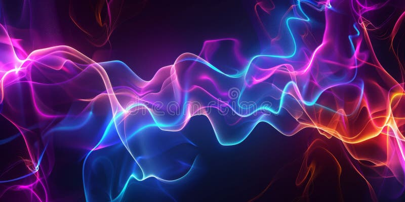 Vibrant Neon Light Waves in Abstract Background Art with Cosmic ...