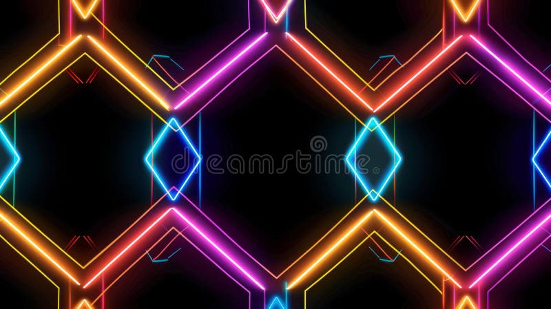 Vibrant Neon Lights Abstract Background with Geometric Patterns Stock ...