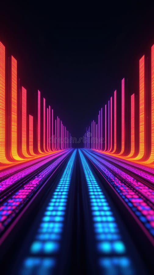 Vibrant Neon Lights Create Futuristic Gateway in this Digital Landscape ...