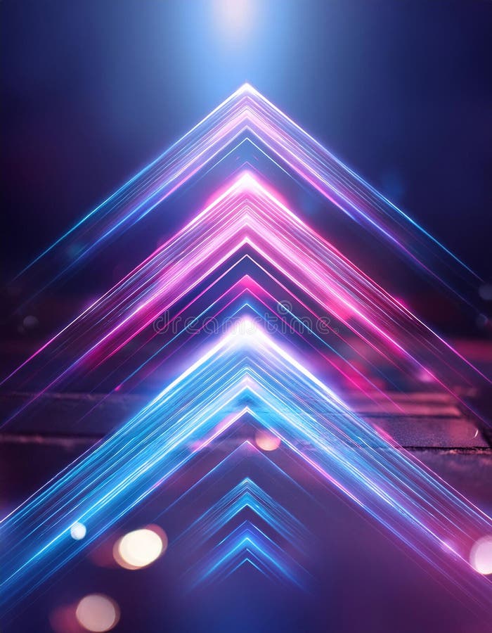 Vibrant Neon Lights Form a Triangular Prism in a Futuristic Display ...