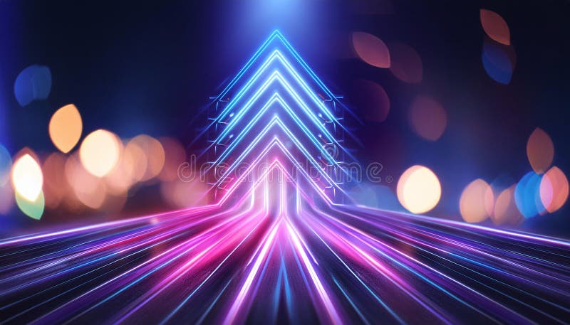 Vibrant Neon Lights Form a Triangular Prism in a Futuristic Display ...