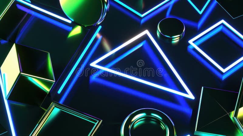 Vibrant Neon Lights on Geometric Shapes Wallpaper Stock Photo - Image ...