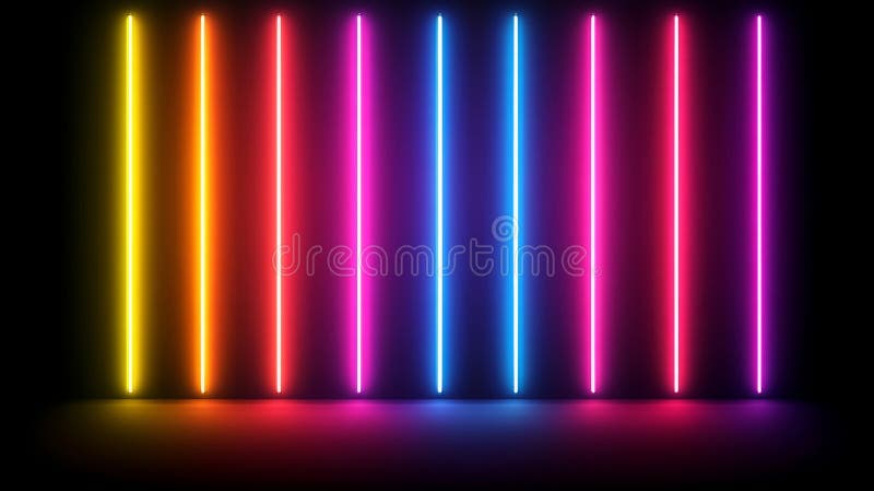 Vibrant Neon Lights Illuminate Dark Room Stock Illustration ...
