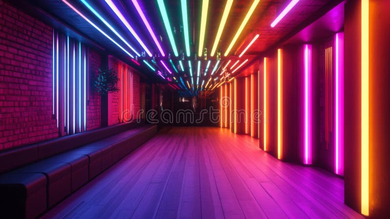 Vibrant Neon Lights Illuminate Modern Club Interior Stock Illustration ...