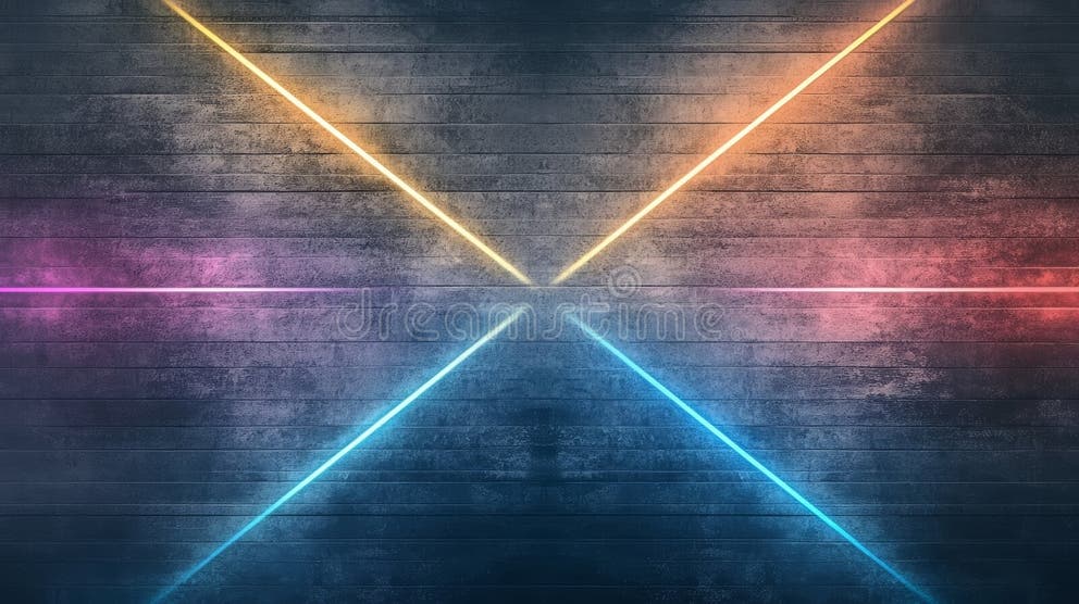 Vibrant Neon Lights Intersect Against a Dark Textured Background ...
