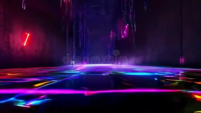 Abstract Glowing Light Show Reflecting on Liquid Floor Animation Stock ...