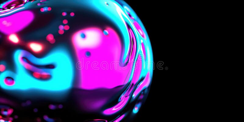 Vibrant Neon Liquid Sphere Against Black Background Stock Illustration ...