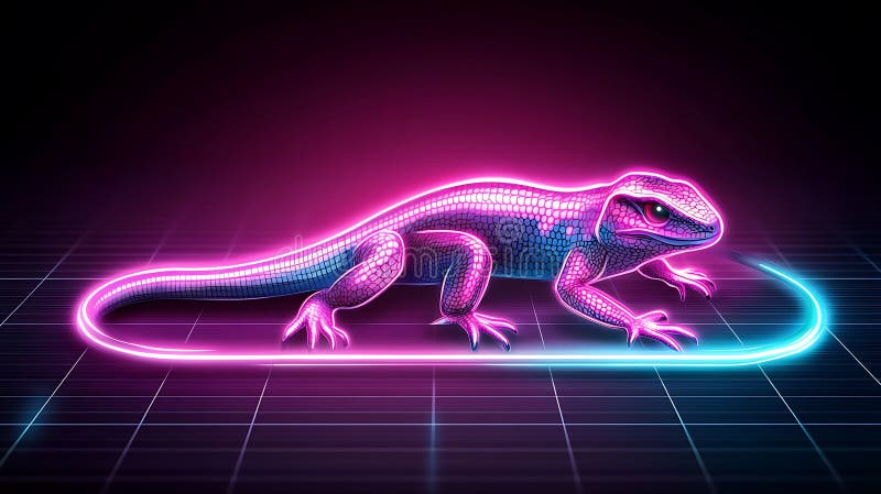 Neon Lizard Sticker for Creative Projects Stock Illustration ...
