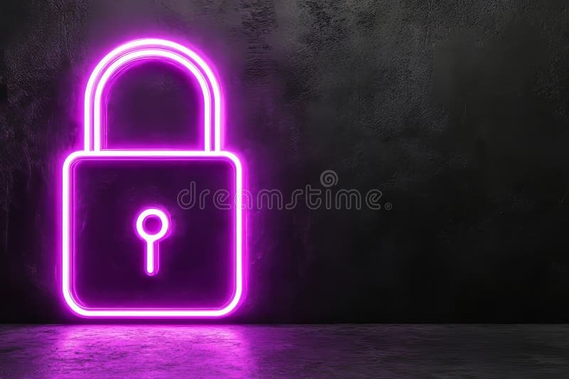 A Vibrant Neon Lock Icon Symbolizing Security and Protection in the ...