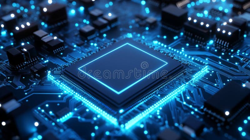 Algorithmic Data Analysis Neon Circuit Microchip Network Background Stock Illustration ...
