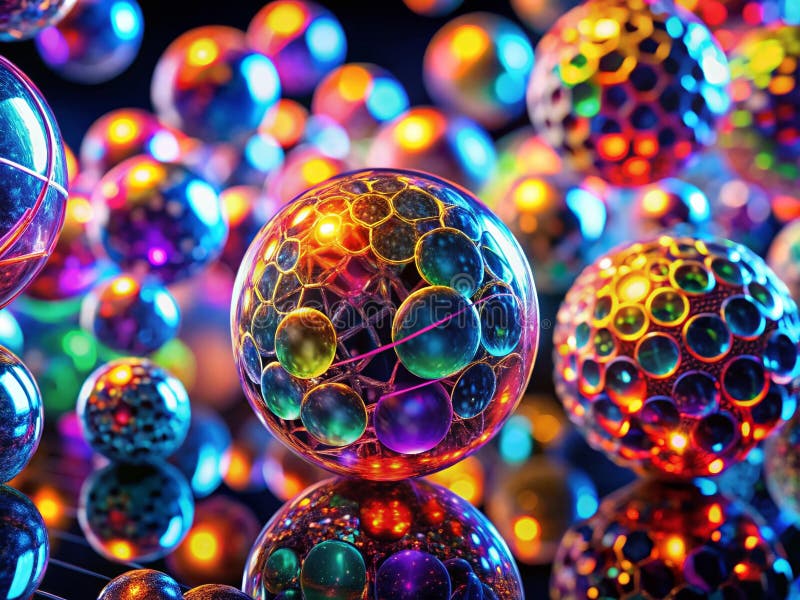 Vibrant Neon Molecular Spheres an Abstract Physics Background for ...