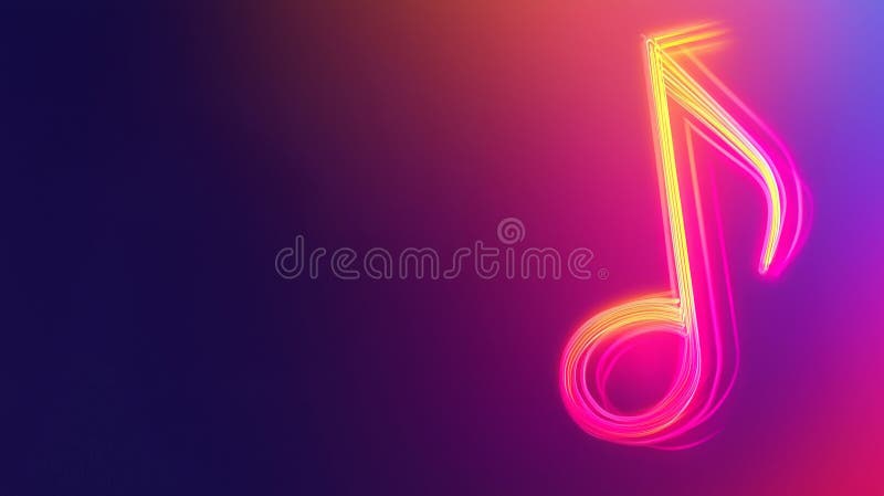Vibrant Neon Music Note on Colorful Gradient Background. Concept of ...