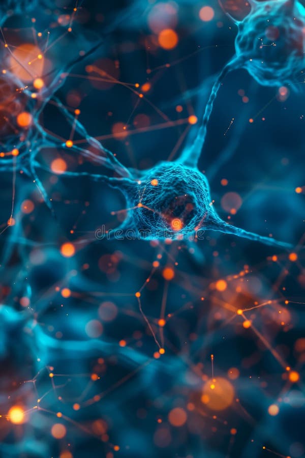 Vibrant Neon Neural Connections in the Brain - Vertical Illustration ...
