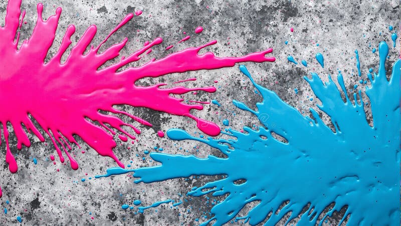 Vibrant Neon Paint Splashes Frozen in Motion on Textured Gray Surface ...
