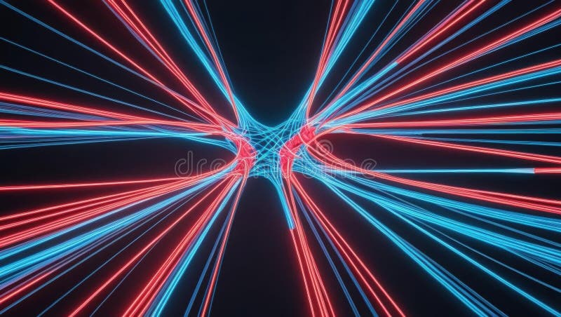 Vibrant Neon Pathways Create Abstract Tech Web with Glowing Fiber ...