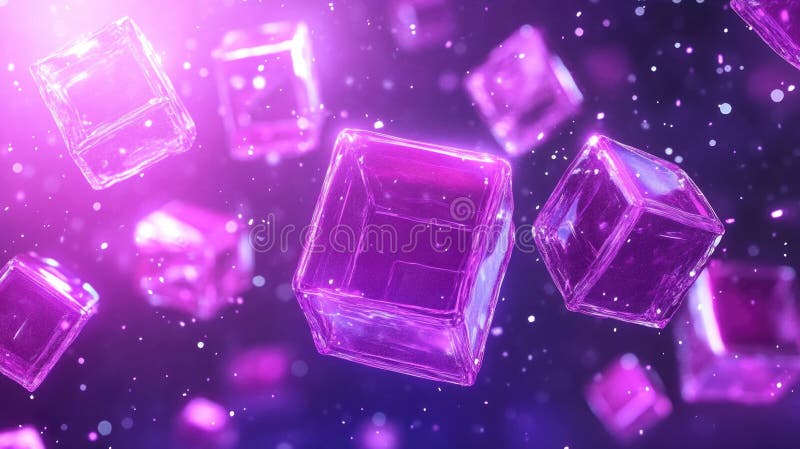 Vibrant Neon Pink Floating Cubes in a Cosmic Space Stock Photo - Image ...
