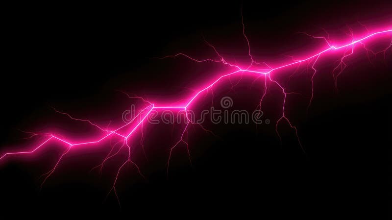 Vibrant Neon Pink Lightning Strike on Dark Backdrop Stock Image - Image ...