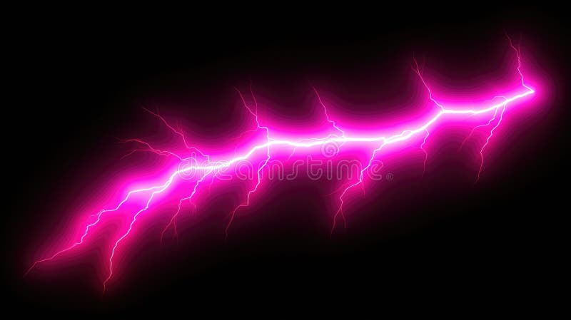 Vibrant Neon Pink Lightning Strike on Dark Backdrop Stock Image - Image ...