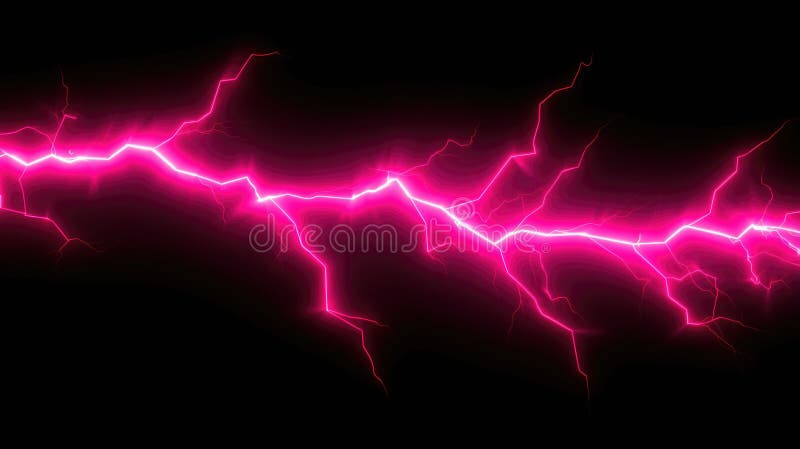 Vibrant Neon Pink Lightning Strike on Dark Backdrop Stock Image - Image ...