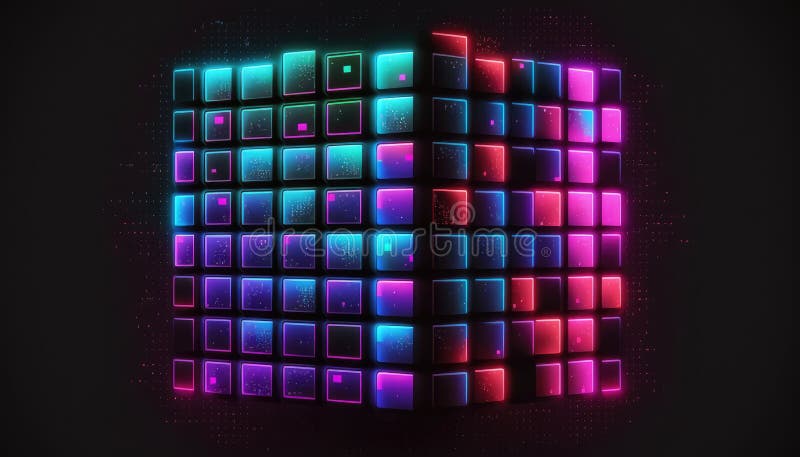 Vibrant Neon Pixel Grid Background - Perfect for Modern Tech Designs ...