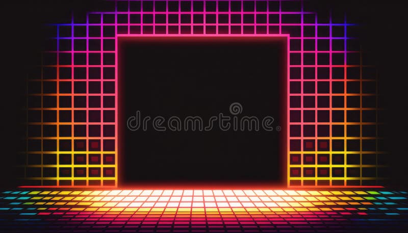 Vibrant Neon Pixel Grid Background - Perfect for Modern Tech Designs. Generative Ai Stock ...
