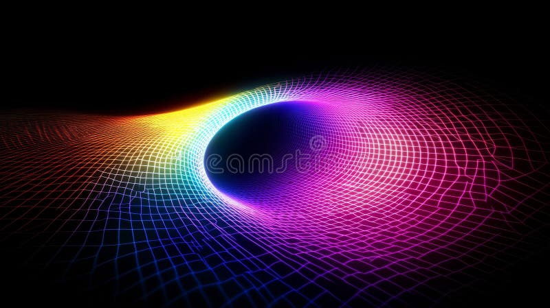 Vibrant Neon Plexus Tunnel with a Mesmerizing Rainbow Wormhole Effect for Tech and Sci Fi ...