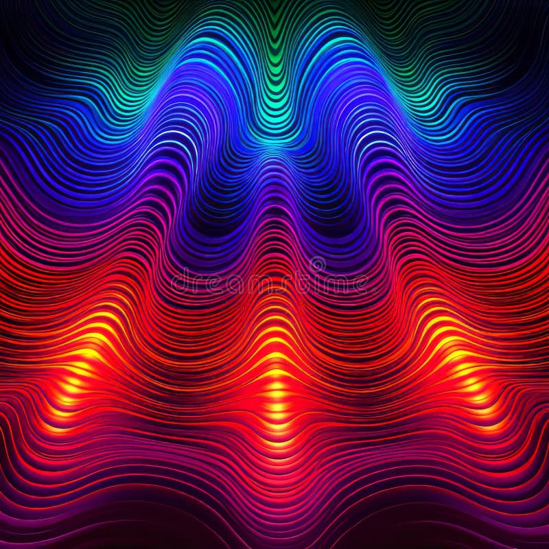 Vibrant Neon Pulsating Wave: Psychedelic Realism in Colorful Moebius ...
