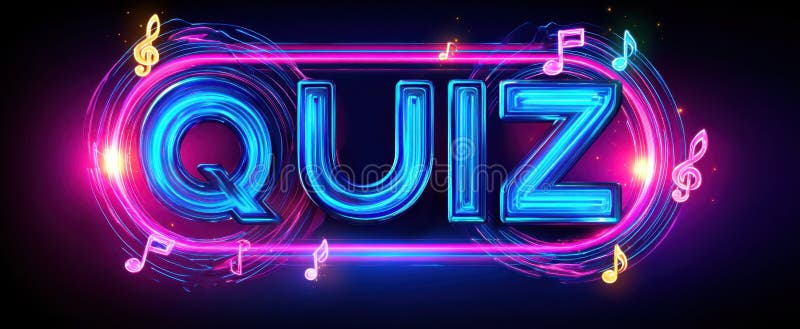 The Vibrant Neon Quiz Sign with Musical Notes for Fun Games and Trivia ...