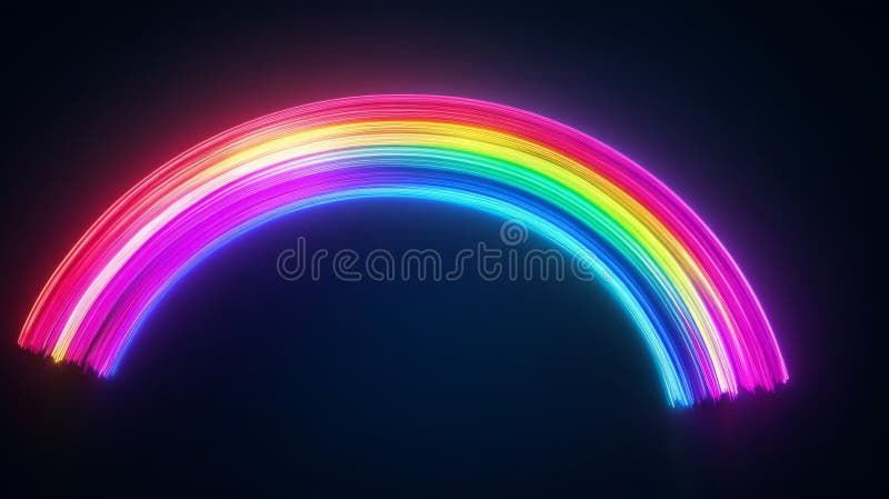 Vibrant Neon Rainbow Arc on Dark Background Stock Illustration ...