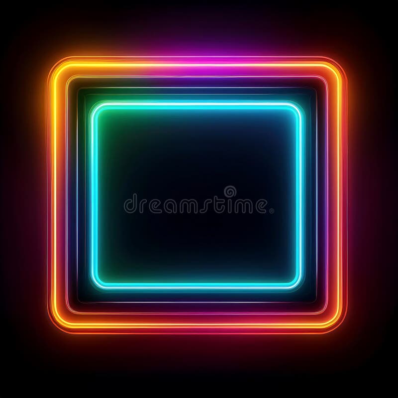 Vibrant Neon Rectangular Frame with Smooth Color Transitioning in a ...