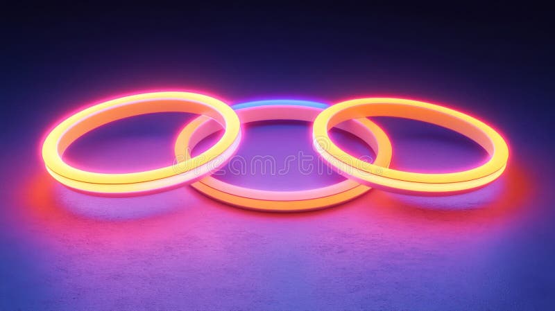 Vibrant Neon Rings Glowing in the Dark Stock Illustration ...