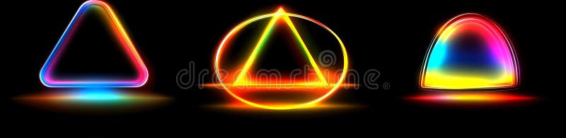 Vibrant Neon Shapes Triangle Circle Arc Glowing Rainbow Lights Abstract ...