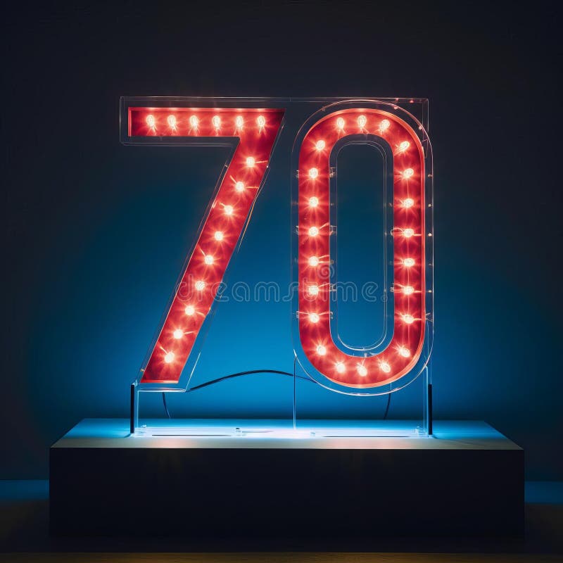 Vibrant Neon Sign Featuring Bold Number 70 in Red Stock Illustration ...